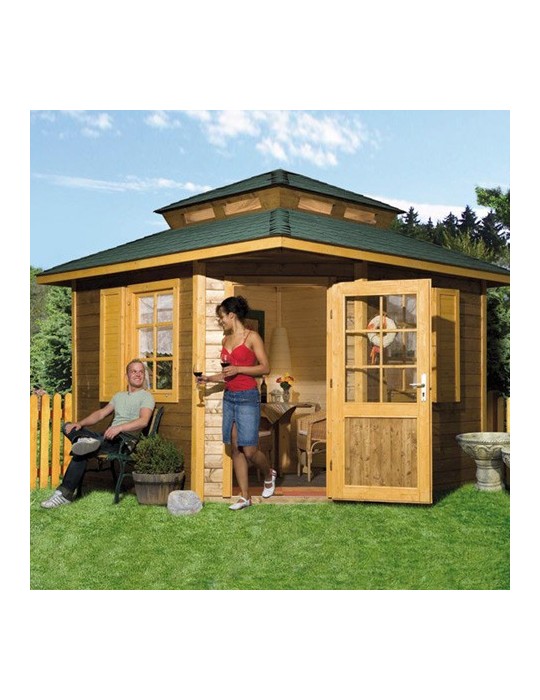 Abri de jardin bois 28 mm Mediterrana Pentagonal - Plancher