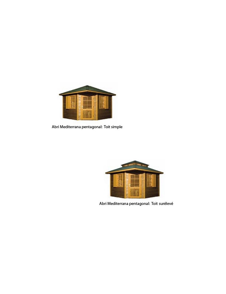 Abri de jardin bois 28 mm Mediterrana Pentagonal - Plancher